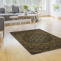 Teppich Mandala Stern Muster gold schwarz