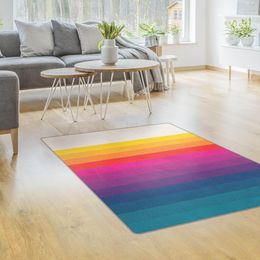 Bilderwelten Teppich Retro Regenbogen Streifen - Webteppich Gewebeteppich waschbar - Schlafzimmer Wohnzimmer Esszimmer K&uuml;che