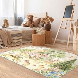Bilderwelten Teppich Aquarell Waldtiere - Webteppich Gewebeteppich waschbar - Spielteppich Kinderteppich Kinderzimmer Baby Kinder M&auml;dchen Junge