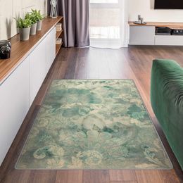 Bilderwelten Teppich Eisblumen - Webteppich Gewebeteppich waschbar - Schlafzimmer Wohnzimmer Esszimmer K&uuml;che