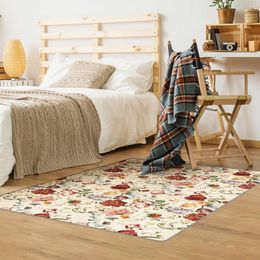 Teppich Blumen Aquarell Vintage Muster auf Beige