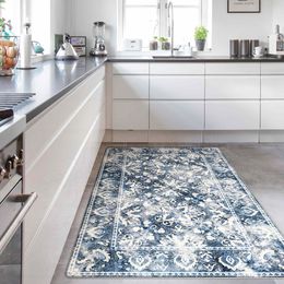Teppich Orientalisches Persermuster Tiefblau Vintage