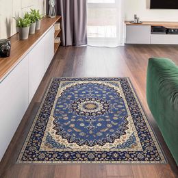 Teppich Klassisches Persermuster Blau Beige
