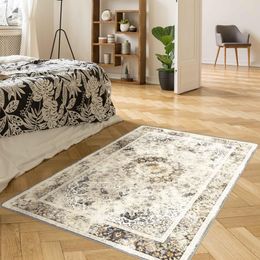 Teppich Klassisches Persermuster Schwarz Beige Vintage