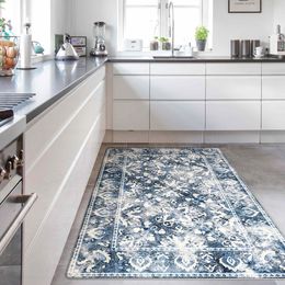 Teppich Orientalisches Persermuster Tiefblau Vintage