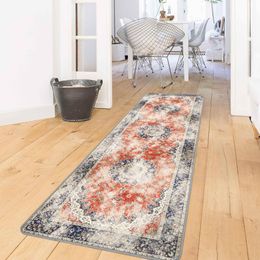 Teppich Klassisches Persermuster Blau Rot Vintage