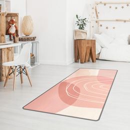 Teppich Gro&szlig;e Kreisformen im Regenbogen - rosa