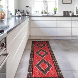 Bilderwelten Teppich Klassisches Persermuster Raute Schwarz Rot