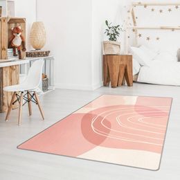 Teppich Gro&szlig;e Kreisformen im Regenbogen - rosa