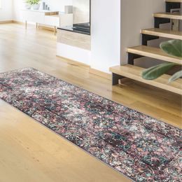 Teppich Skandinavisches Bohomuster Aubergine Vintage