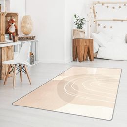 Teppich Gro&szlig;e Kreisformen im Regenbogen - beige