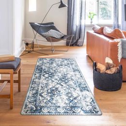 Teppich Orientalisches Persermuster Tiefblau Vintage