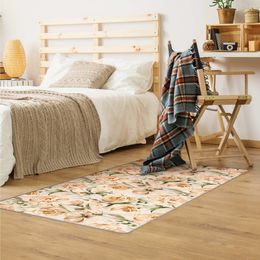 Teppich Pfingstrosen Aquarell Muster Beige