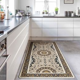 Teppich Klassisches Persermuster Schwarz Beige