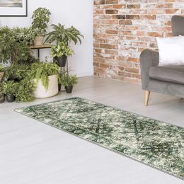Teppich Orientalisches Persermuster Waldgr&uuml;n Vintage