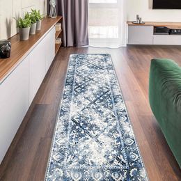 Teppich Orientalisches Persermuster Tiefblau Vintage