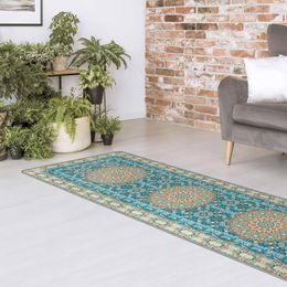 Teppich Skandinavisches Muster Blau Creme