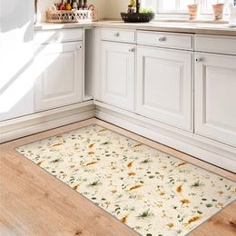 Teppich Wildblumen Aquarell Muster auf Beige