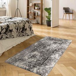 Teppich Skandinavisches Bohomuster Schwarz Vintage