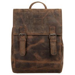 Cityrucksack BAGAN, Damen, Gr. B/H/T: 27cm x 23cm x 11cm, onesize, braun, Leder, Rindsleder, Abriebeffekte, Rucksäcke, echt Leder