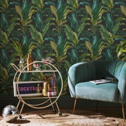 Vliestapete ENVY "Leaf It Out Midnight, Sunrise and Twilight", gr&uuml;n, B:0,52m L:10m, Vlies, Tapeten, gemustert, FSC zertifiziert, mit lebhaftem Druck, 10 Meter L&auml;nge