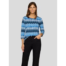 3/4-Arm-Shirt Rabe, Damen, Gr. 52, hellblau, Web, Obermaterial: 92% Baumwolle, 8% Elasthan, bedruckt, regular fit taillenbedeckt, Rundhals, Shirts 3/4-Arm-Shirt, mit All-Over Print