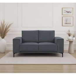 2-Sitzer OTTO HOME "Kompaktsofa Oland, Struktur, Flachgewebe, Luxus-Microfaser, Boucle", dunkelgrau, B:164cm H:85cm T:83cm, 92%PES 8%NY, Sofas, 164 cm, Wellenunterfederung, Skandi-Design, Metallf&uuml;&szlig;e
