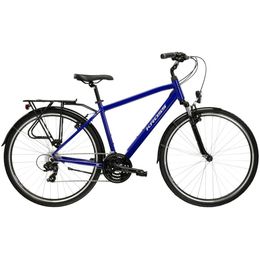 Trekkingrad KROSS "Herren-Trekkingrad 28" Trans 1.0 Blau 21 Gänge" Gr. 48, blau, schwarz, Fahrräder, 48cm, 28 Zoll (71,12cm) hinten: 28 Zoll (71,12cm)