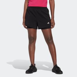 Shorts adidas Performance "W MIN 2IN1 SHO", Damen, Gr. XXL, N-Gr, schwarz-weiß (schwarz, weiß), Obermaterial: 100% Polyester. Obermaterial untere Lage: 84% Polyester, 16% Elasthan, clean, Hosen