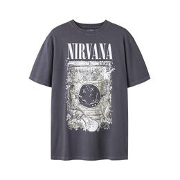 TWO SOON T-Shirt 'Nirvana' Herren Größe S greige / dunkelgrau / weiß