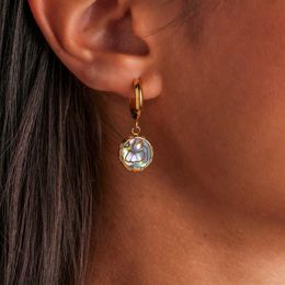 Holzkern Earrings Damen Gold und Abalone