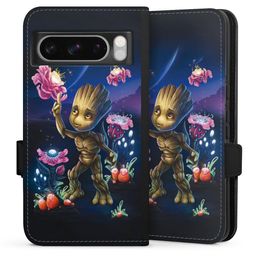 DeinDesign Google Pixel 8 Pro Handy Klapph&uuml;lle Handyh&uuml;lle aus Kunst Leder schwarz Flip Case Baby Groot Marvel Guardians Of The Galaxy Sideflip mit Lasche