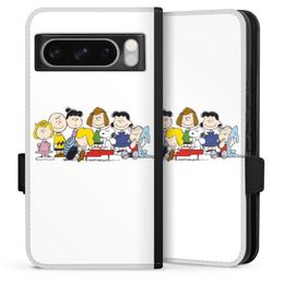 DeinDesign Google Pixel 8 Pro Handy Klapph&uuml;lle Handyh&uuml;lle aus Kunst Leder schwarz Flip Case Merchandise Kindheit Peanuts Sideflip mit Lasche