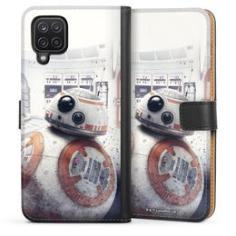 DeinDesign Galaxy A12 Handy Klapph&uuml;lle Handyh&uuml;lle aus Kunst Leder schwarz Flip Case Star Wars Robot Merchandise Sideflip mit langer Lasche