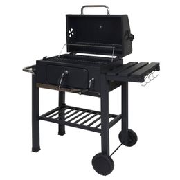 Mendler Grillwagen HWC-K93, Holzkohlegrill Standgrill Barbecue BBQ Gartengrill mit Deckel Ablagen, Stahl, 11 97862