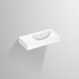 Alape PR800.R. Waschtisch 4207300000 800 x 405 mm, wei&szlig;, ohne Hahnloch, mit &Uuml;berlauf, Becken rechts
