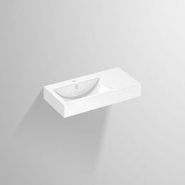 Alape PR800H Waschtisch 4205000000 800 x 405 mm, wei&szlig;, mit Hahnloch und &Uuml;berlauf, Becken links