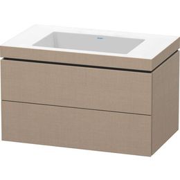 Duravit L-Cube Waschtisch-Unterschrank LC6927N7575 80 x 48 cm, ohne Hahnloch, leinen, 2 Schubk&auml;sten