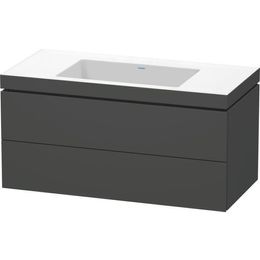 Duravit L-Cube Waschtisch-Unterschrank LC6928N4949 100 x 48 cm, ohne Hahnloch, graphit matt, 2 Schubk&auml;sten