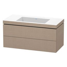 Duravit L-Cube Waschtisch-Unterschrank LC6928N7575 100 x 48 cm, ohne Hahnloch, leinen, 2 Schubk&auml;sten