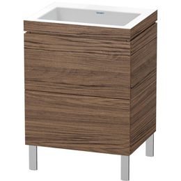 Duravit L-Cube Waschtisch-Unterschrank LC6936N2121 60 x 48 cm, ohne Hahnloch, nussbaum dunkel, 2 Ausz&uuml;ge, bodenstehend
