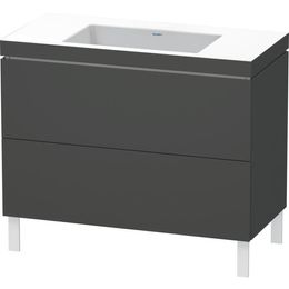 Duravit L-Cube Waschtisch-Unterschrank LC6938N4949 100 x 48 cm, ohne Hahnloch, graphit matt, 2 Ausz&uuml;ge, bodenstehend