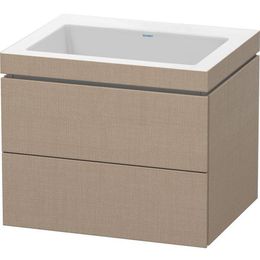 Duravit L-Cube Waschtisch-Unterschrank LC6926N7575 60 x 48 cm, ohne Hahnloch, leinen, 2 Schubk&auml;sten