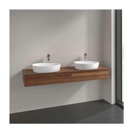 Villeroy & Boch Villeroy und Boch Antao Waschtisch-Unterschrank L17052HM mit Beleuchtung, 160x19x50cm, Hahnlochbohrung, Waschbeckenplattenfarbe warm walnut, warm walnut