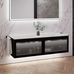 neoro n80 albus Unterschrank B: 160 cm mit 2 Ausz&uuml;gen, mit profilierter Glasfront, 2#BN0432PG+2#BN0402C1,