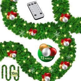 Kesser&reg; Weihnachtsgirlande mit LED &ndash; 5 m oder 10 m, 100&ndash;200 LEDs, IP44, naturgr&uuml;n, mit Schnee-Effekt je nach Modell, f&uuml;r Outdoor & Indoor, mit Fernbedienung & Weihnachtsdeko je nach Variante