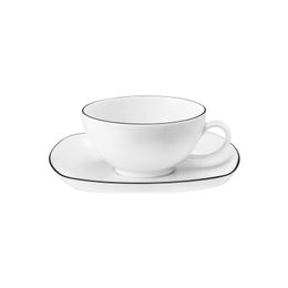 Seltmann Weiden Teetasse mit Untertasse eckig Lido Black Line 200 ml
