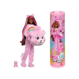 Mattel JCN95 - Barbie - Cutie Reveal - Care Bears - Glücksbärchis - Puppe mit Hurrabärchi-Kostüm und 10 Überraschungen