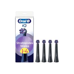 Oral-B iO Strahlendes Weiss, Original Aufsteckbürsten für elektrische Oral-B iO Zahnbürsten, Zahnaufhellung, Schwarz, 4 Stück