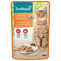ZooRoyal Genuss Pastete mit H&uuml;hnchen, Kalb und Julienne Karotten Katzen-Nassfutter ohne Zuckerzusatz 24x85g